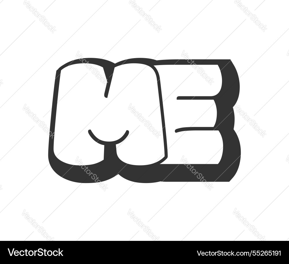 Me logo bubble comic lettering rounded Royalty Free Vector