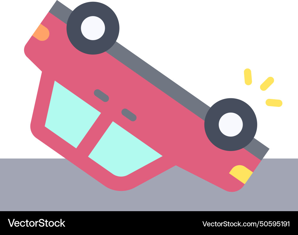 Overturned car icon accident and safety Royalty Free Vector