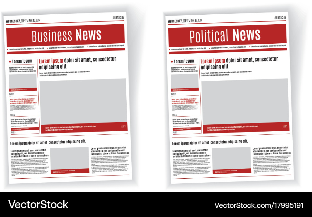 Red Headline Newspaper Template Royalty Free Vector Image