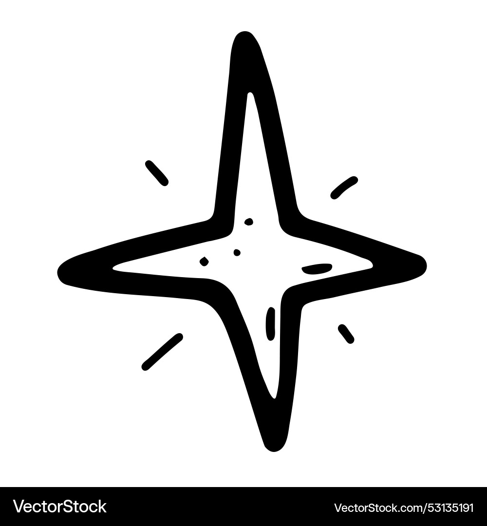 Space doodle star hand drawn christmas sign Vector Image
