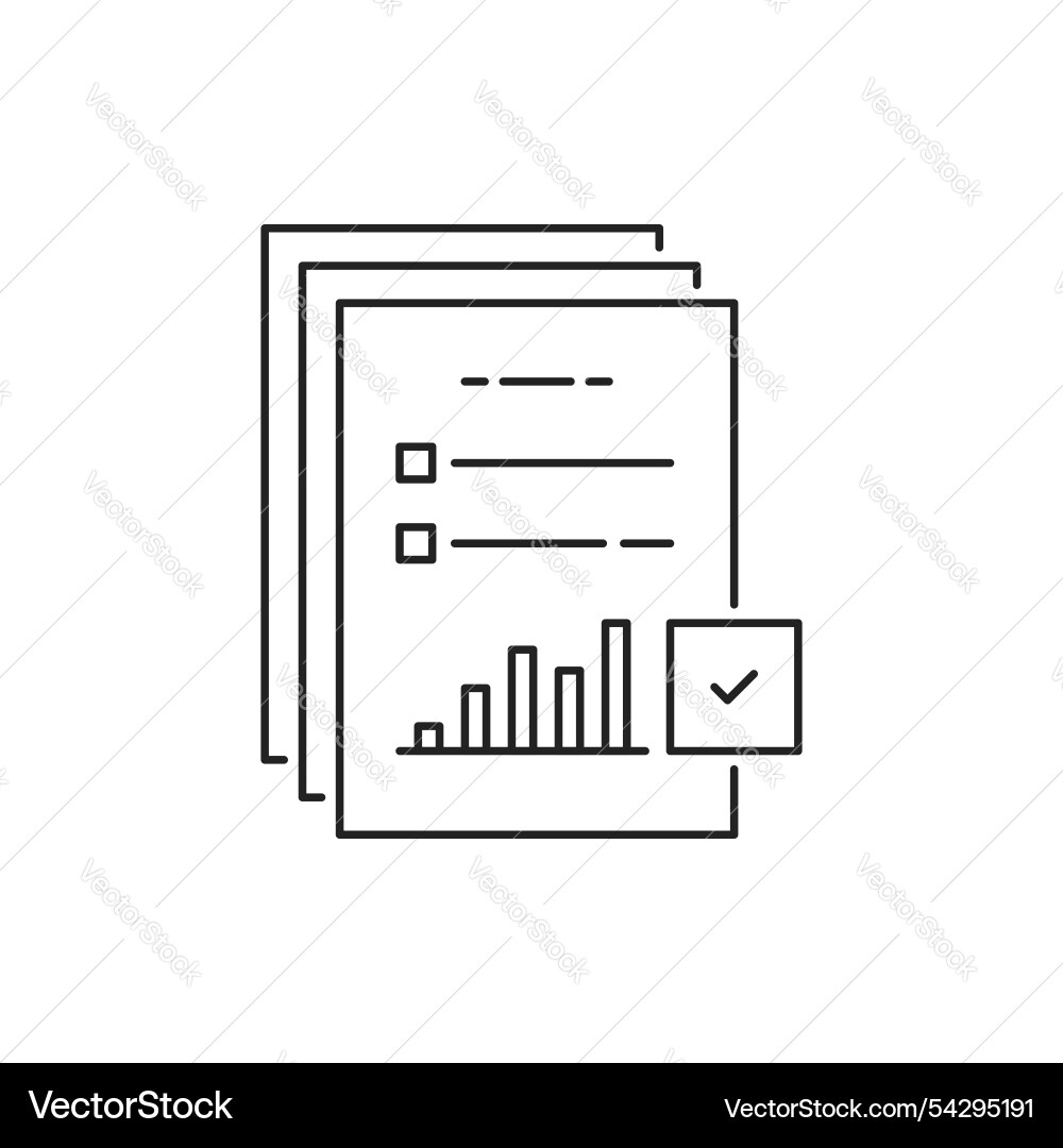Statement review or thin line business report icon