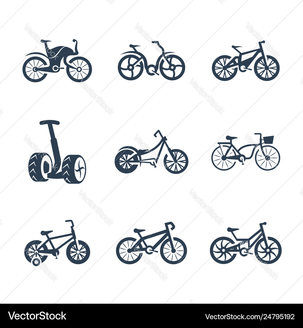 Bicycles icon set symbols Royalty Free Vector Image