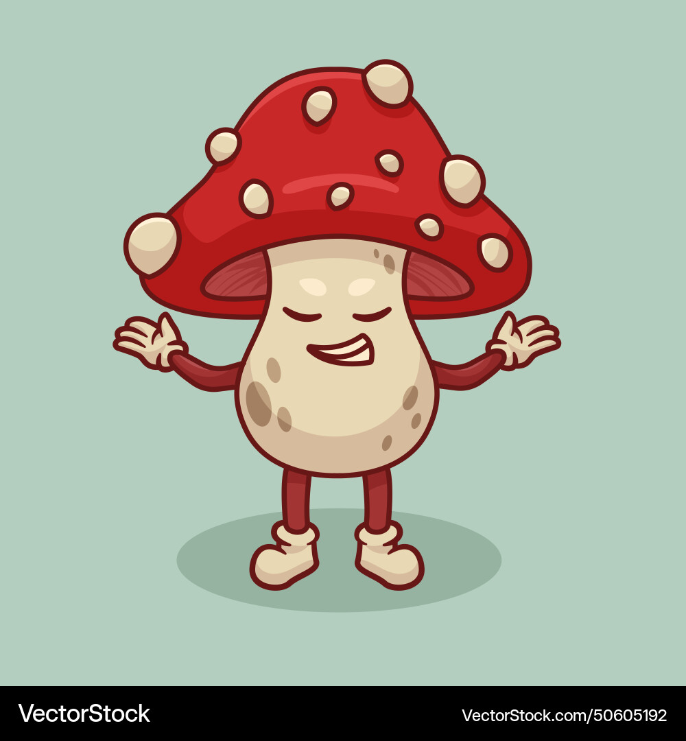 Cartoon mushroom with smiling face Royalty Free Vector Image
