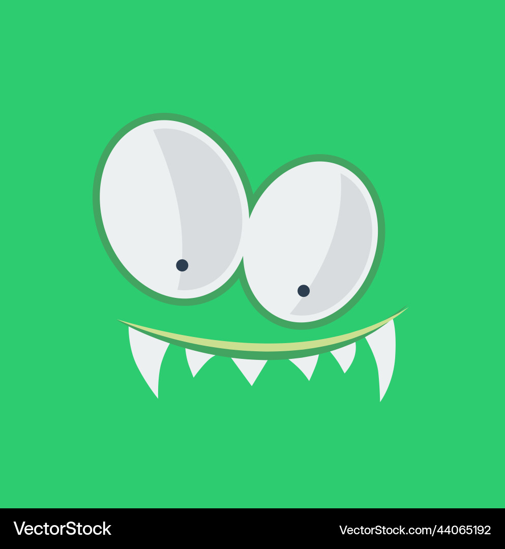 Cute monster face expression green square avatar Vector Image