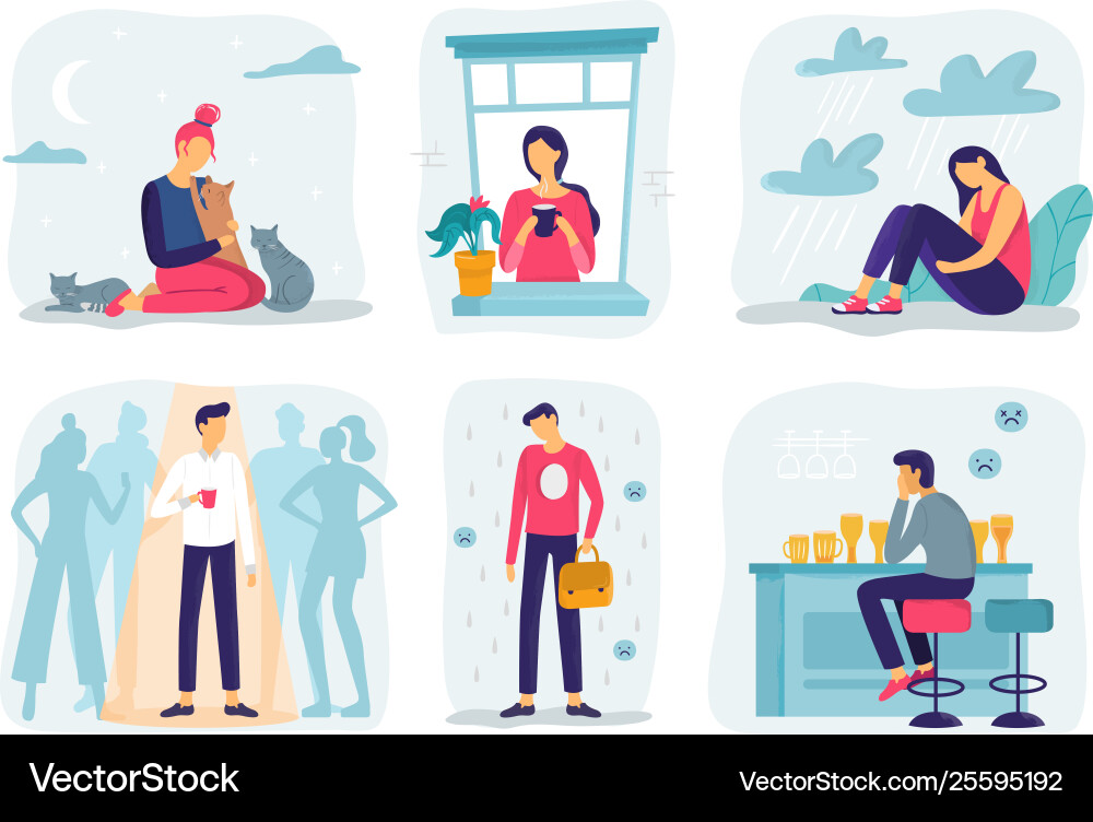 Feel lonely loneliness feelings feeling isolated Vector Image