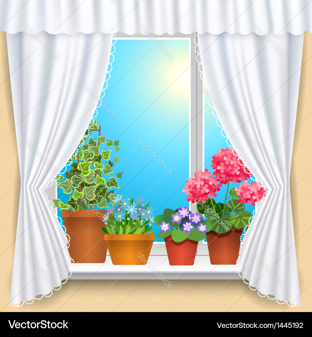 Flowers window vs Royalty Free Vector Image - VectorStock