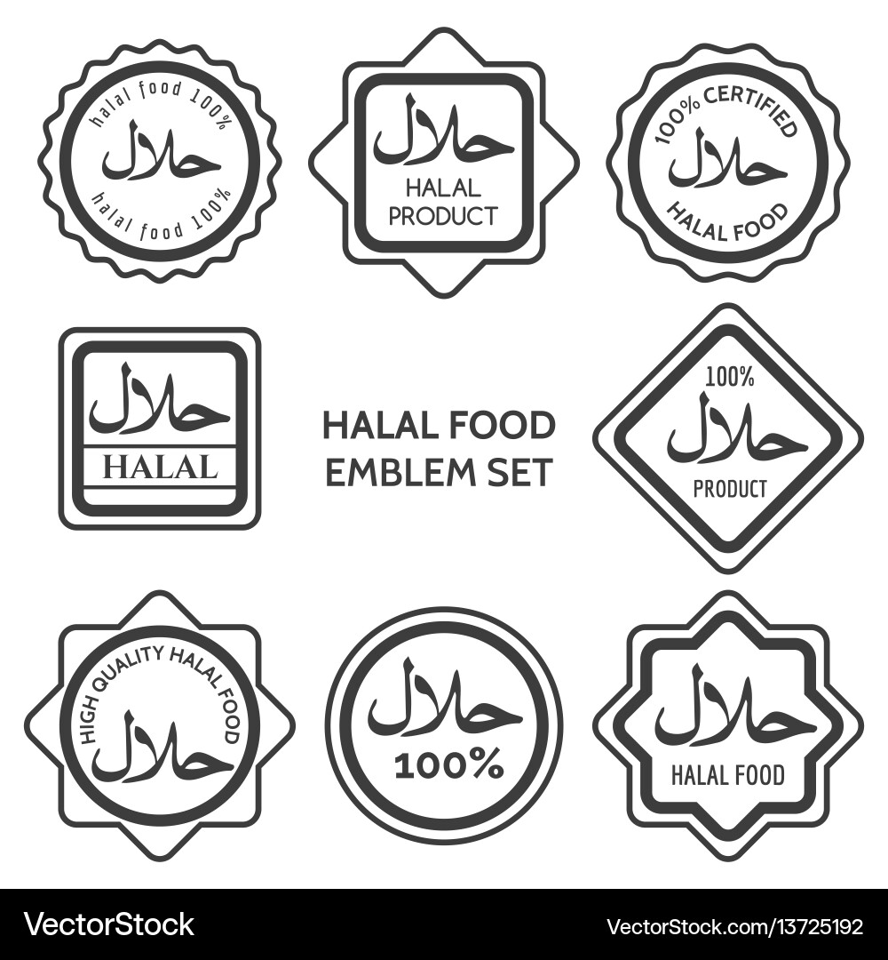 Halal Food Labels & Symbols Royalty Free Vector Image