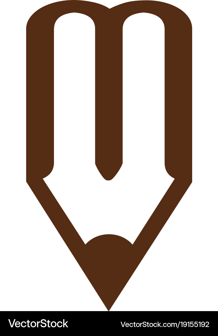 Logo letter m and pen icon Royalty Free Vector Image
