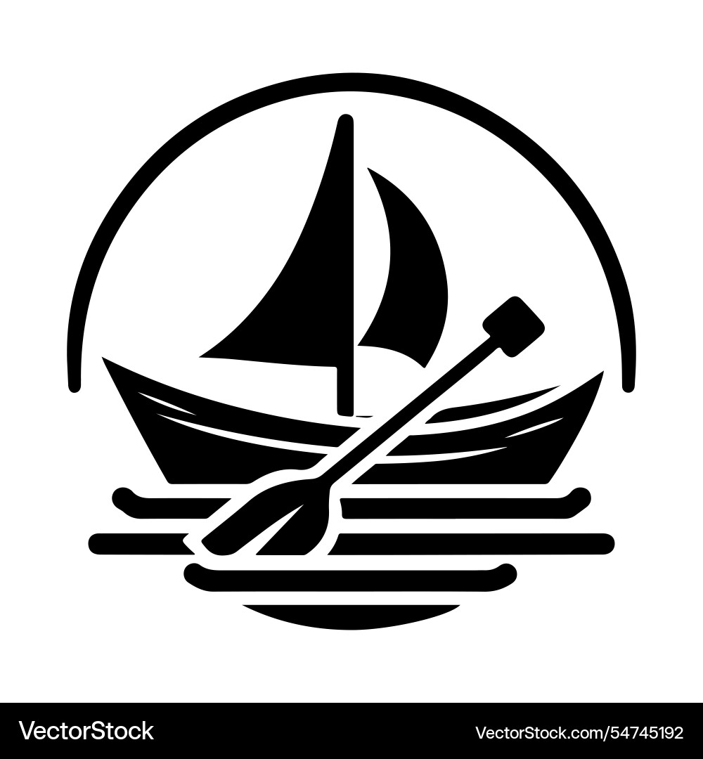 Premium paddle boat silhouette graphics Royalty Free Vector