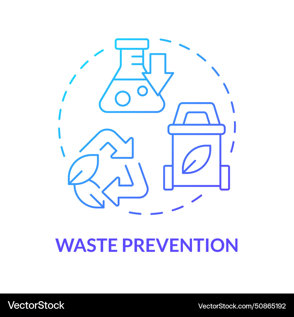Waste prevention blue gradient concept icon Vector Image