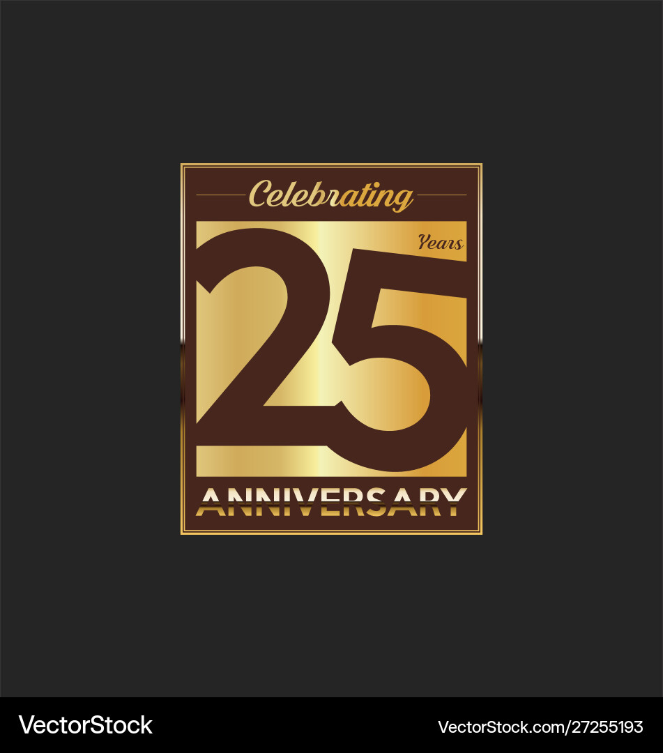 25 years anniversary golden design background Vector Image