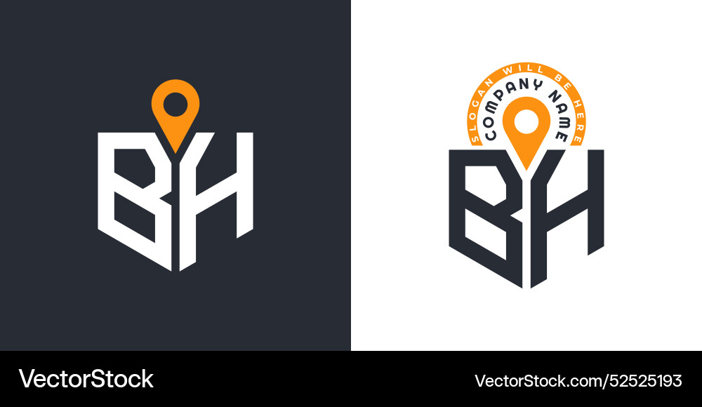 Bh location logo bundle letter dual icons Vector Image