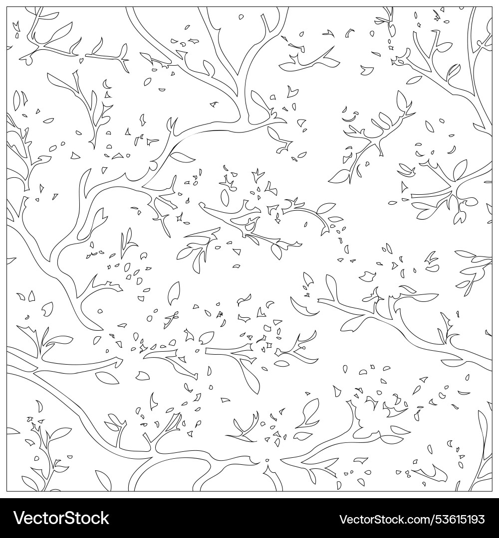 Cherry blossom flower pattern outline sketch Vector Image