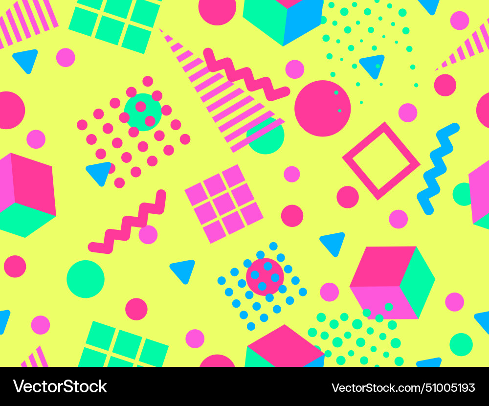 Geometric seamless pattern with 3d shapes Vector Image