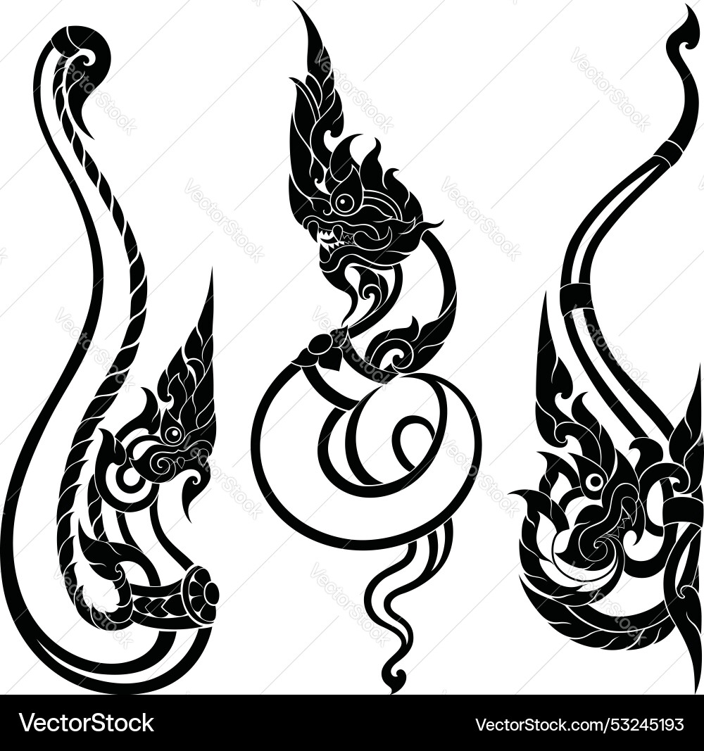 Thai art elements with decorative patterns Vector Image