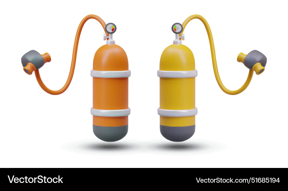 Aqualungs with tubes masks supplying oxygen Vector Image