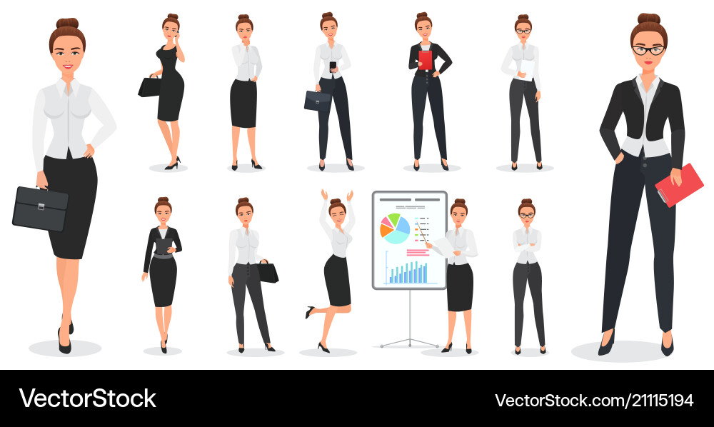 Business Women Character Set Royalty Free Vector Image