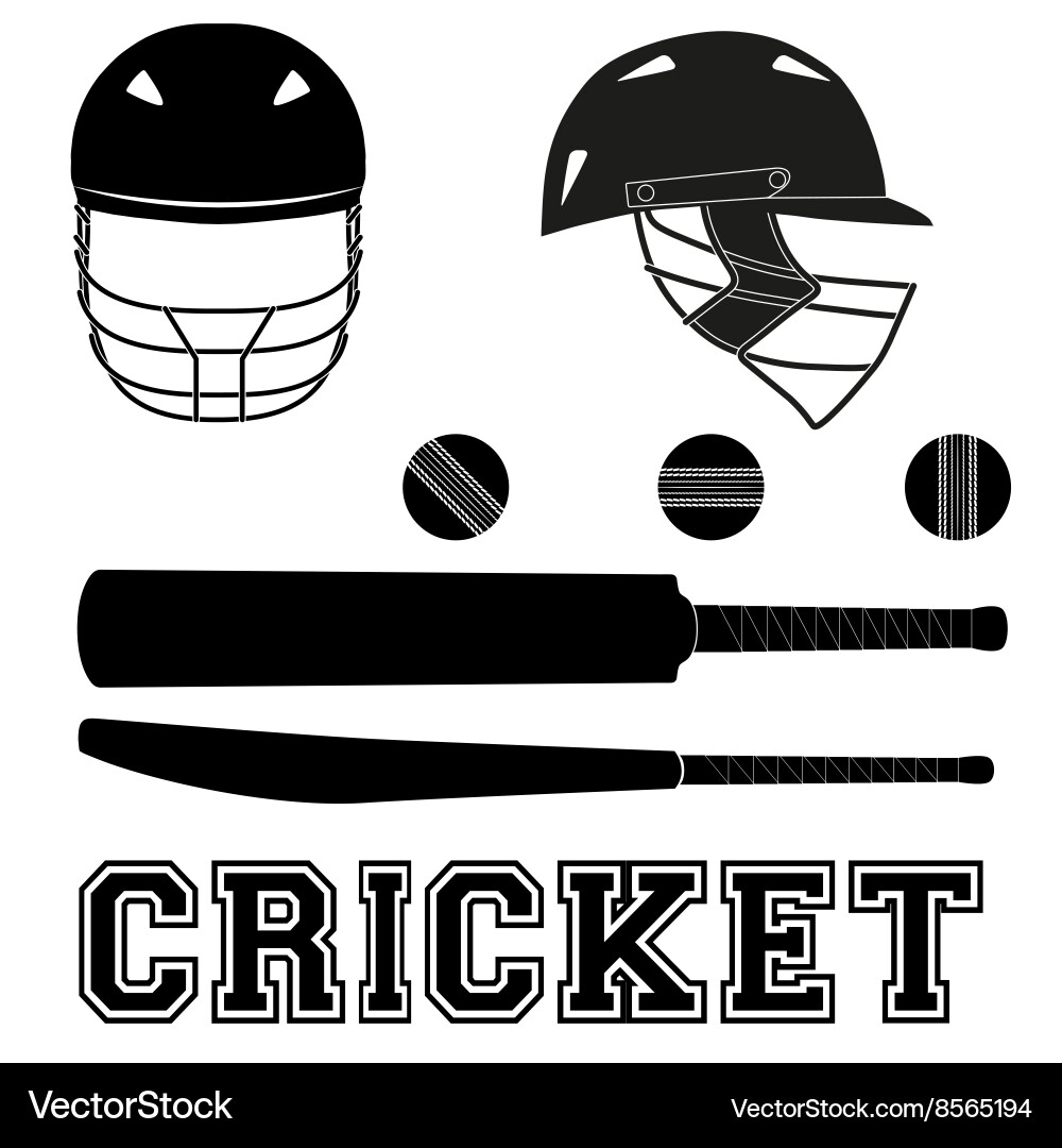 Cricket symbols flat style Royalty Free Vector Image