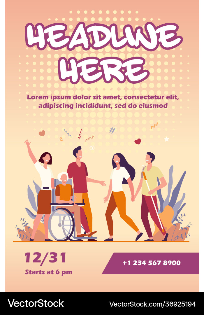 Disabled people help and diversity Royalty Free Vector Image