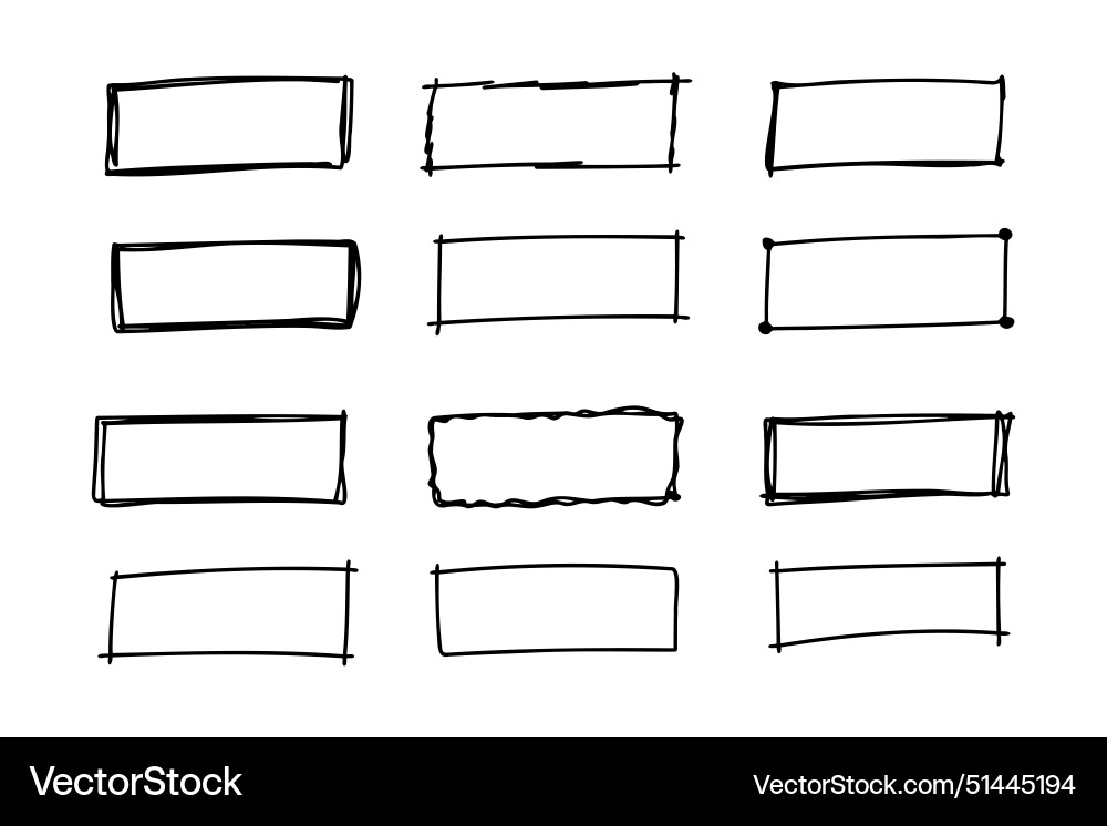 Hand drawn doodle rectangle frames grungy Vector Image