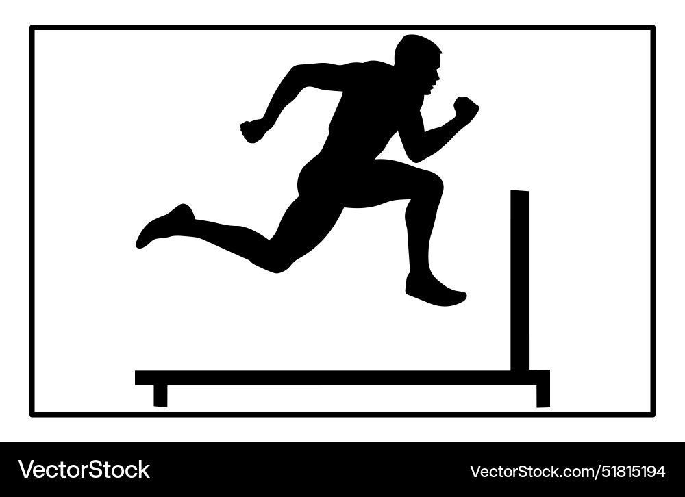 Hurdler silhouette on white background Royalty Free Vector