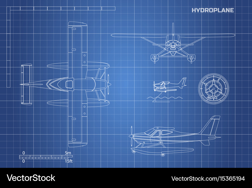 Hydroplane Blueprint - Aircraft Detail Royalty Free Vector