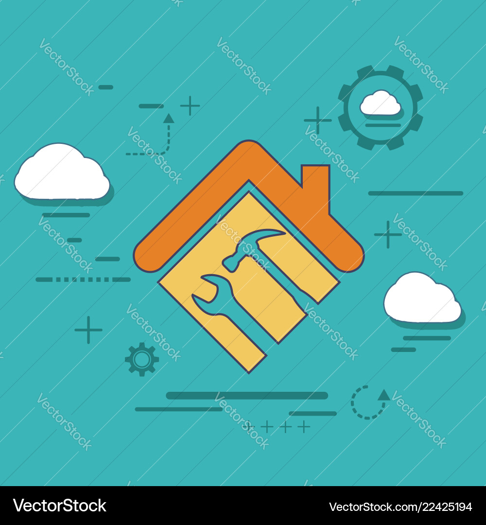 Icon house with a wrench and hammer Royalty Free Vector
