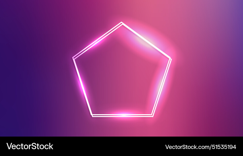 Neon double frame with shining effects Royalty Free Vector