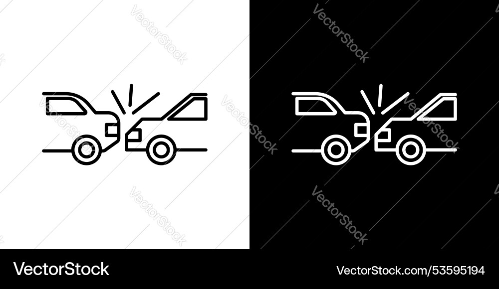 Rear end collision thin line icon set Royalty Free Vector