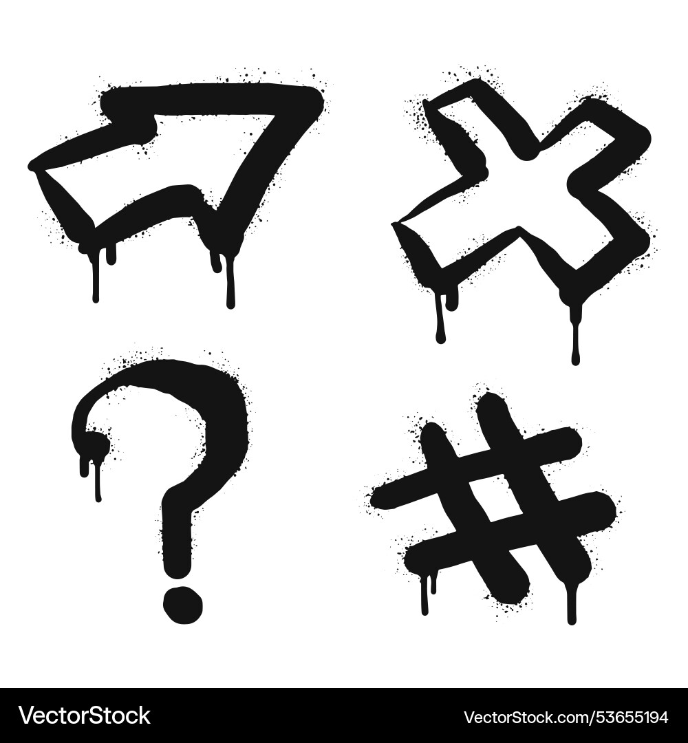 Spray Paint Arrow with Cross & Hashtag Vector Image