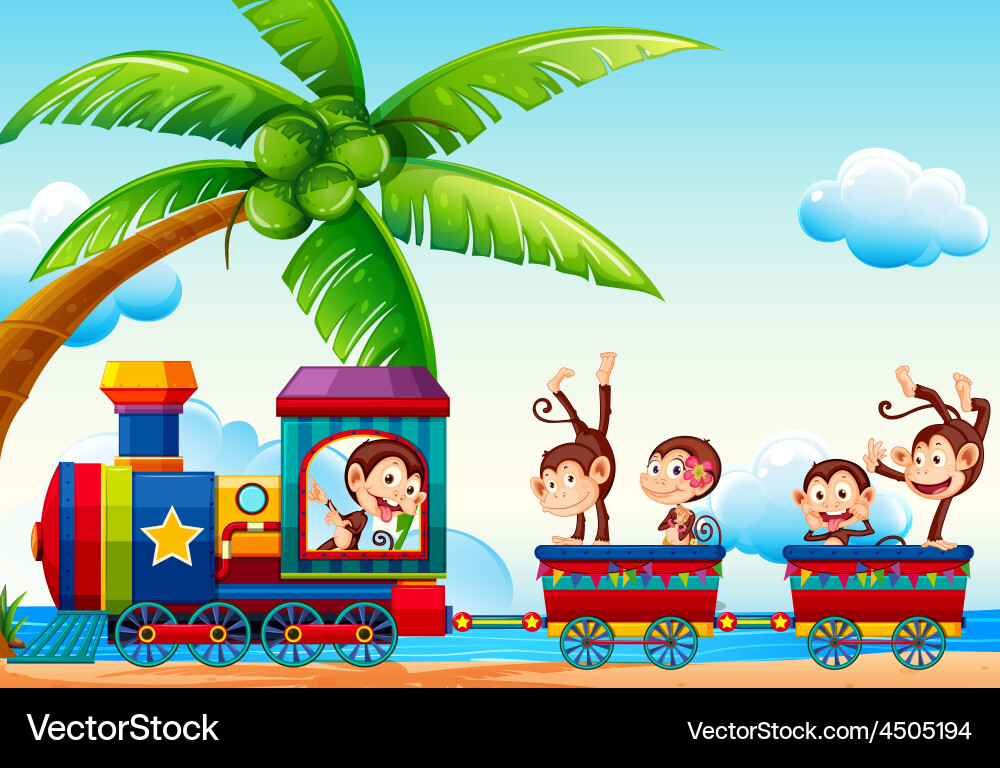 Train and monkeys Royalty Free Vector Image - VectorStock