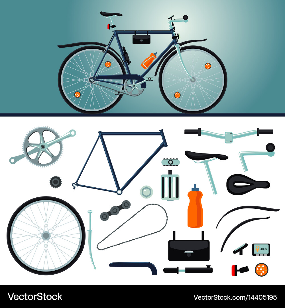 Bicycle constructor realistic bike and parts Vector Image