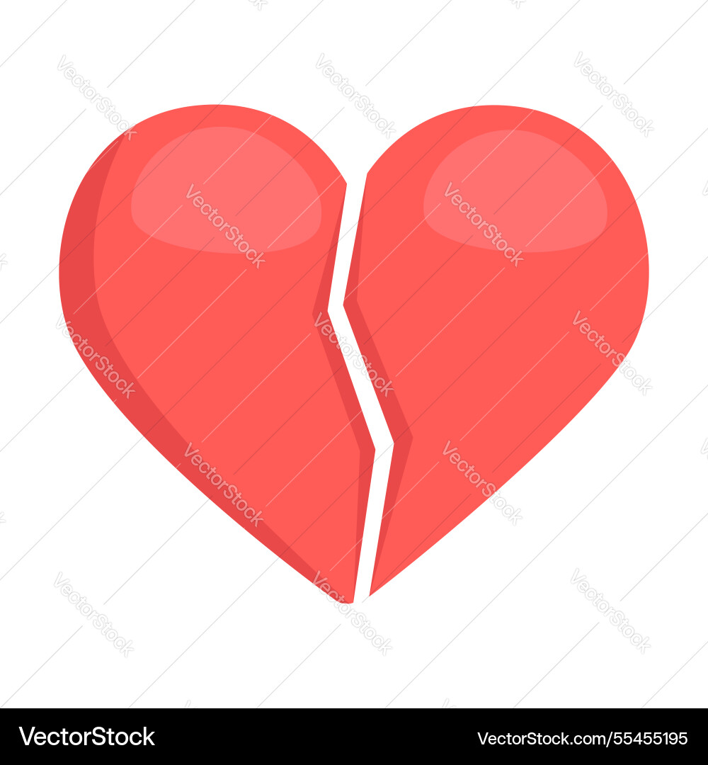 Broken heart emoji icon symbol Royalty Free Vector Image