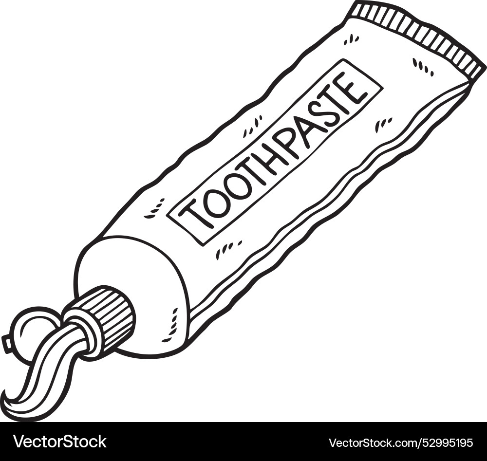 Cartoon hand drawn toothpaste line art Royalty Free Vector
