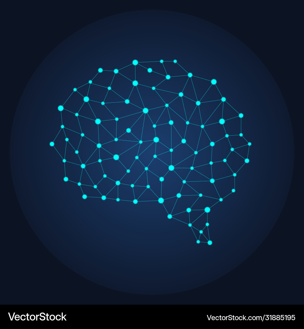 Digital human brain from nodes and connections Vector Image