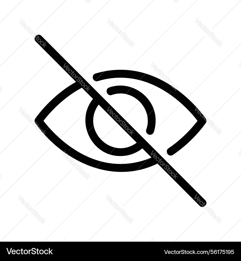Eye icon with a diagonal slash indicating hidden Vector Image