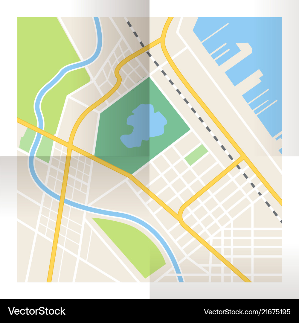 Folded paper city map top view Royalty Free Vector Image