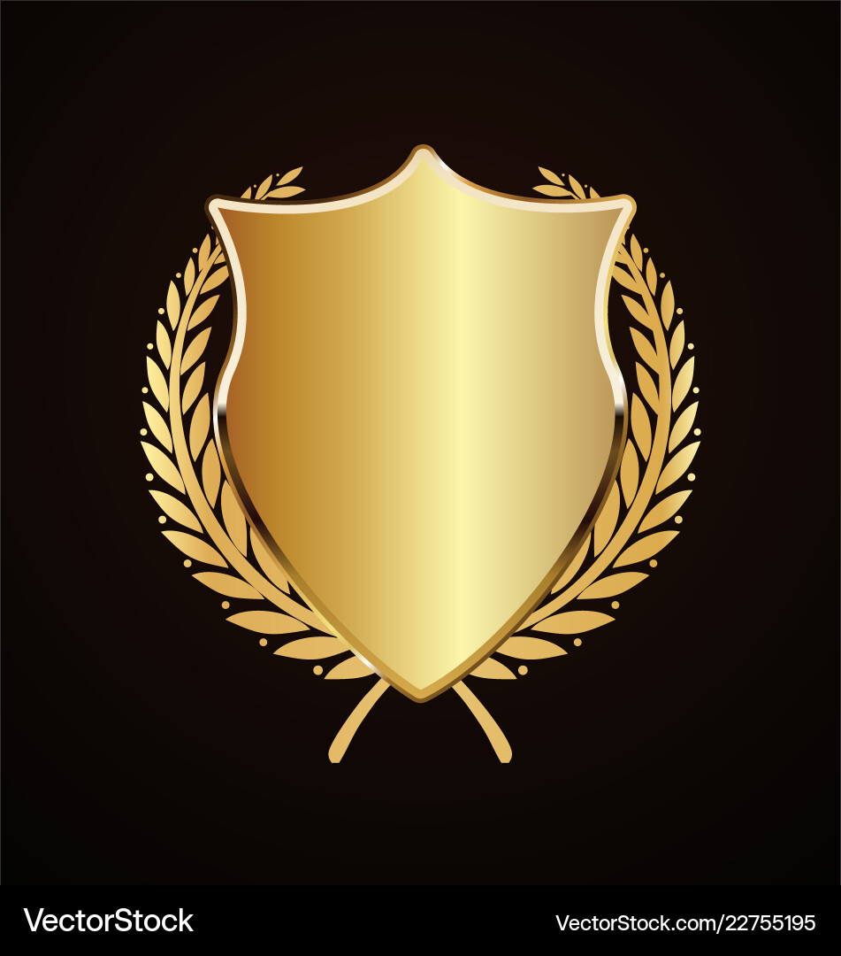 Golden shield retro design Royalty Free Vector Image