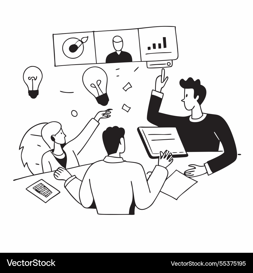 Marketing team conducting a hybrid creative Vector Image