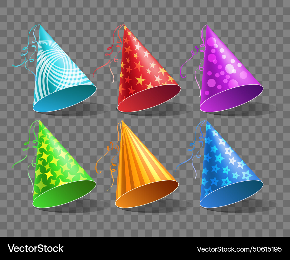 Party 3d hats on transparent background Royalty Free Vector