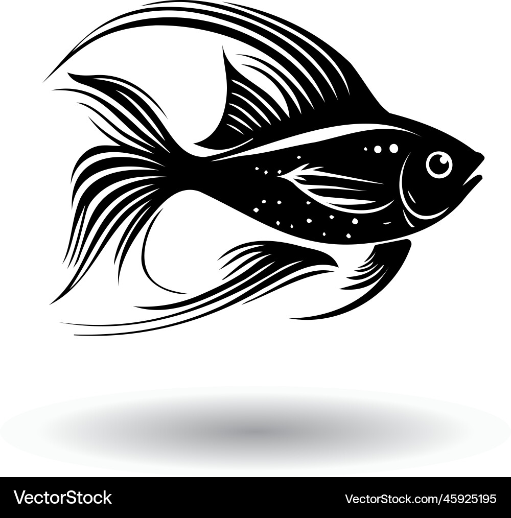 Stylisierter schwarzer Fisch auf weißem Hintergrund