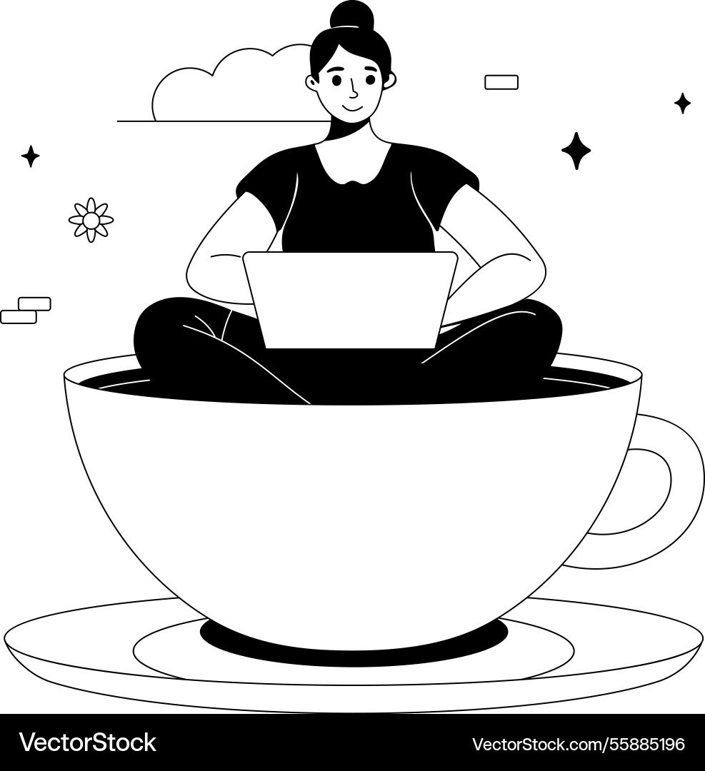 A hand drawn of working woman Royalty Free Vector Image