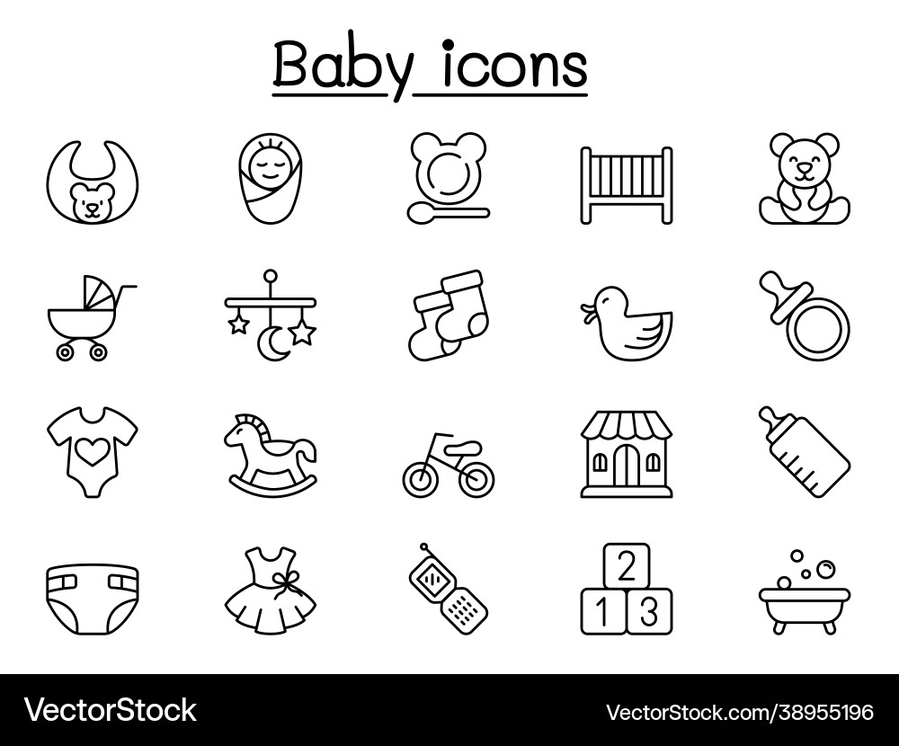 Baby icon in thin line style Royalty Free Vector Image