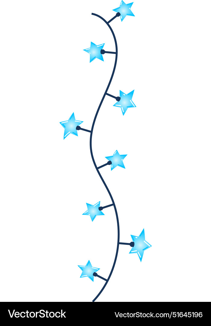 Blue starshaped lights glowing string Royalty Free Vector