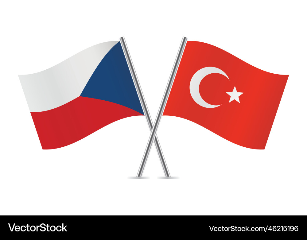 Czech and turkey crossed flags Royalty Free Vector Image