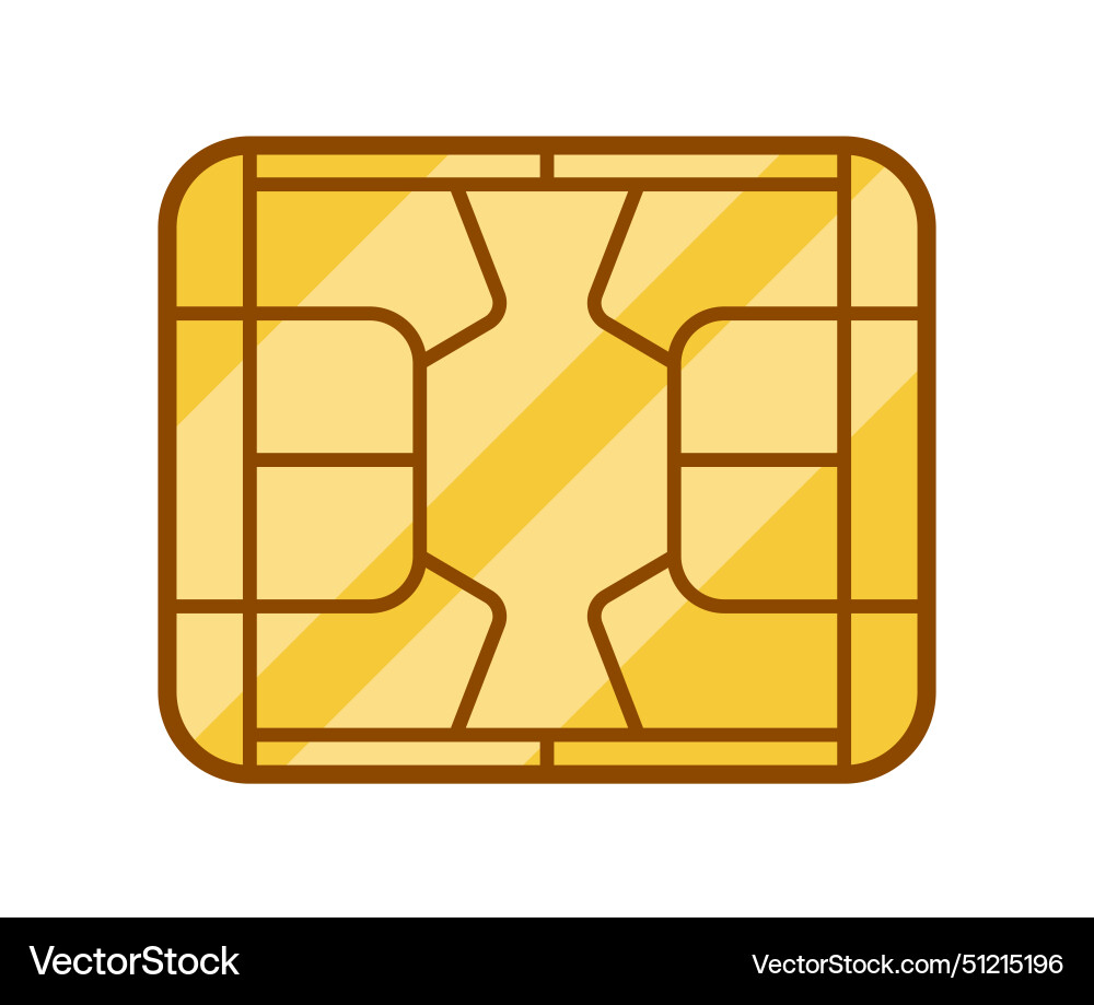 Detailed yellow sim card with circuit elements Vector Image