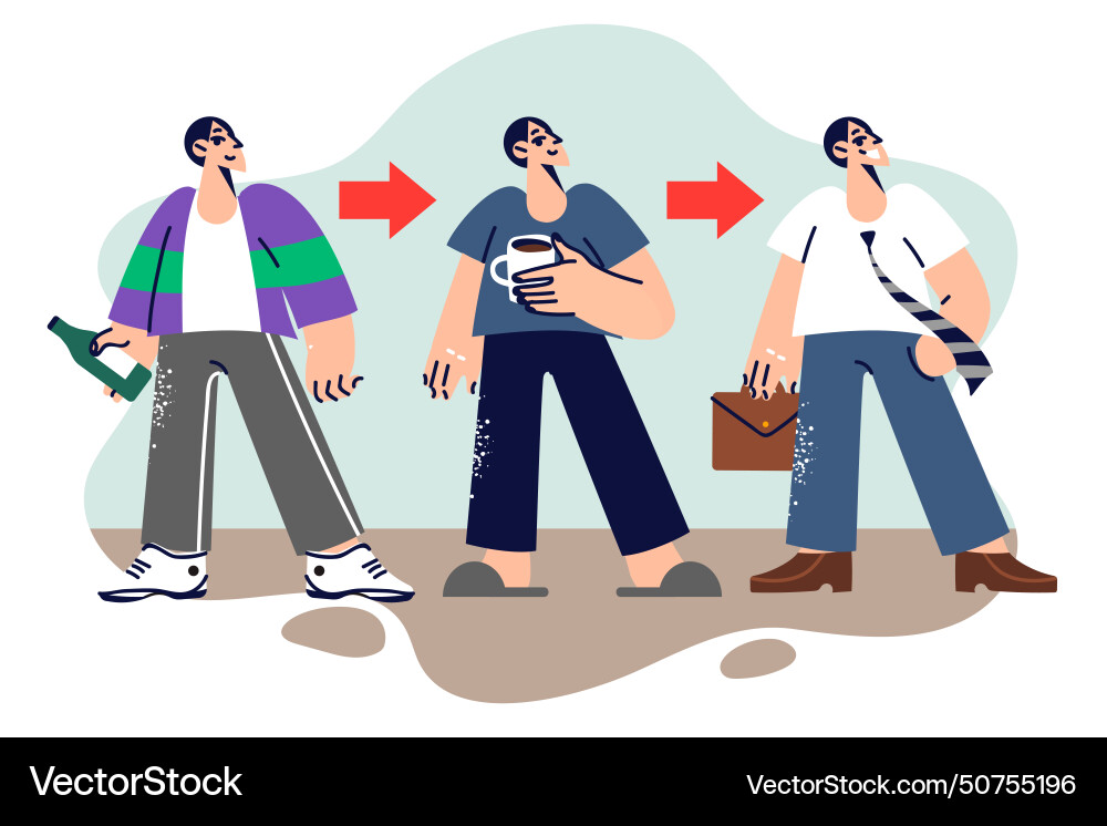 Evolution of person turning from unemployed Vector Image