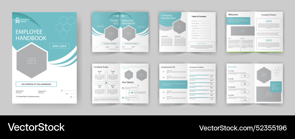 Hr employee handbook brochure template Royalty Free Vector