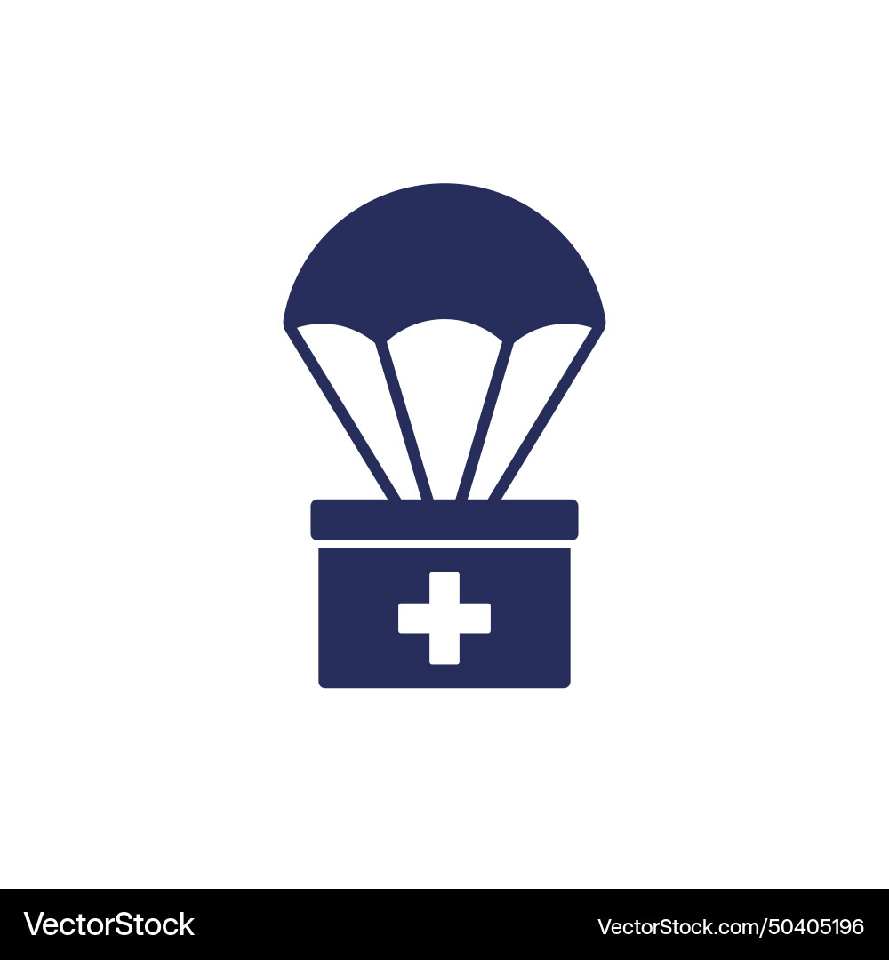 Humanitarian aid icon with a parachute Royalty Free Vector