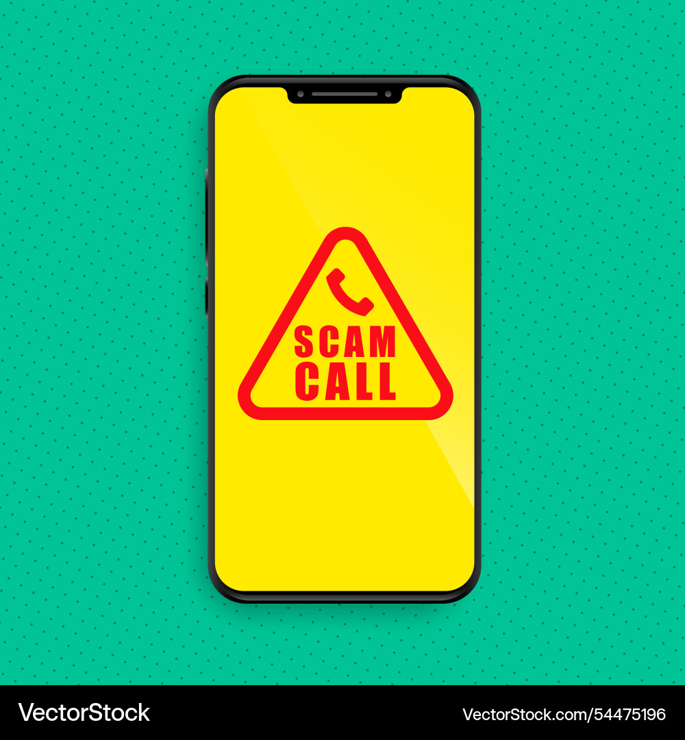 Incoming scam phone call with display screen Vector Image